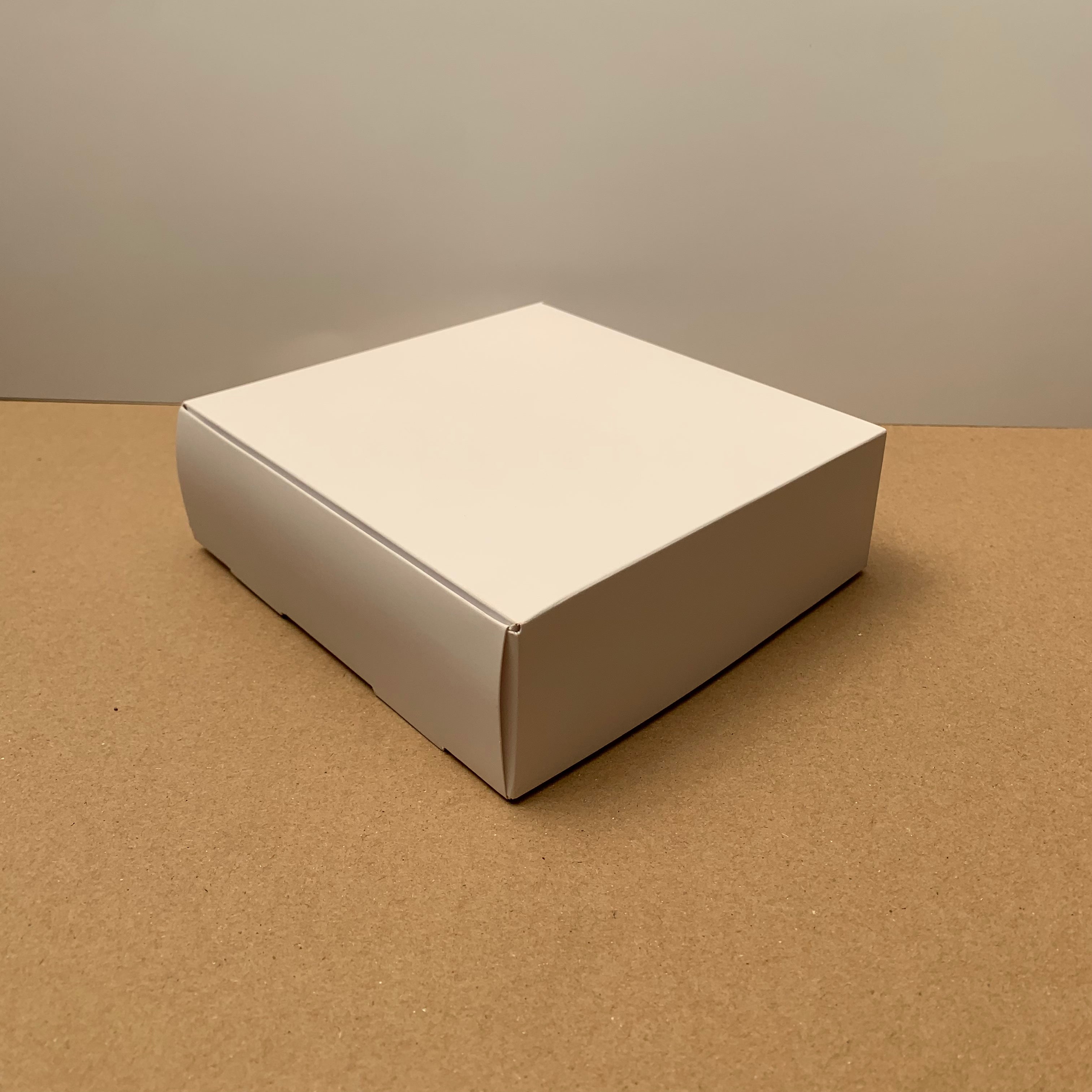 Caja 16x16x5 cm Blanca cartulina – Skinpack